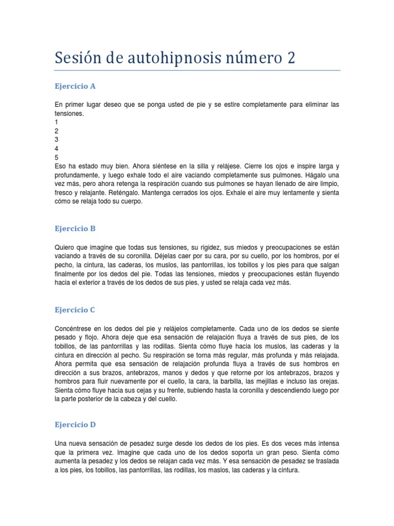 Ejercicios de Autohipnosis para Relajación | PDF | Artes del Lenguaje y ...