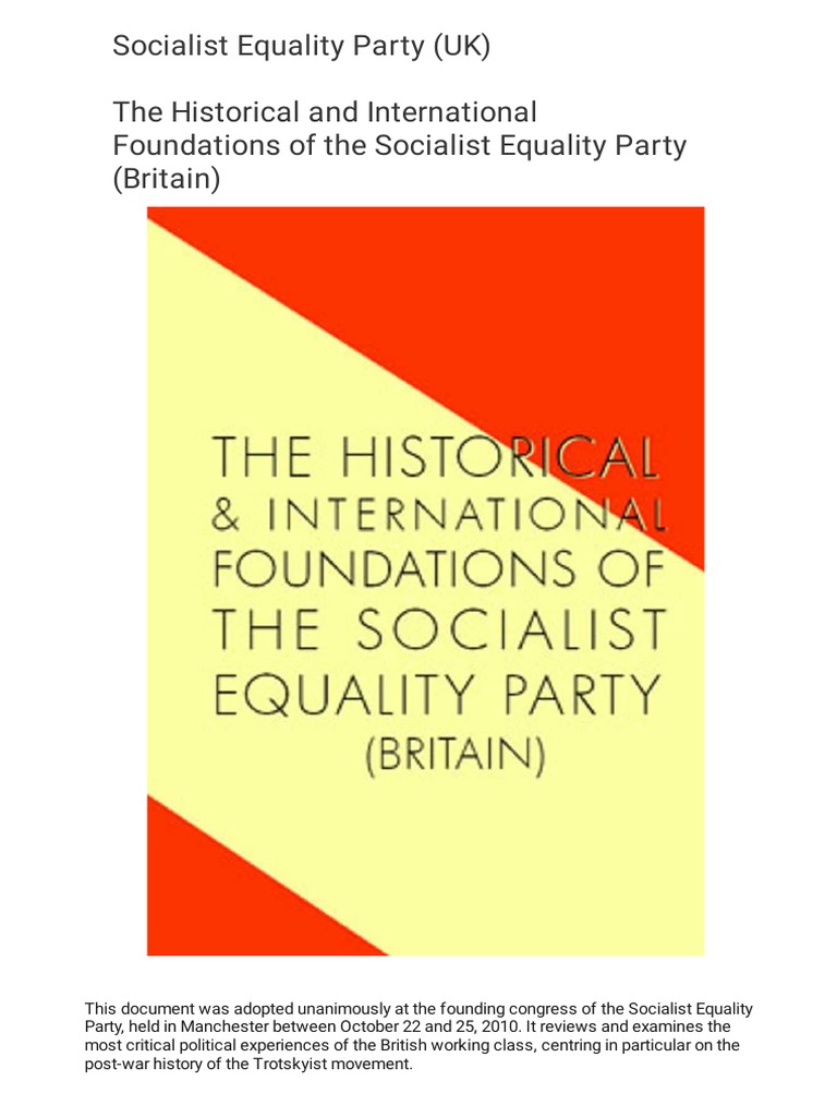 Historical and International Foundations of The Socialist Equality ...