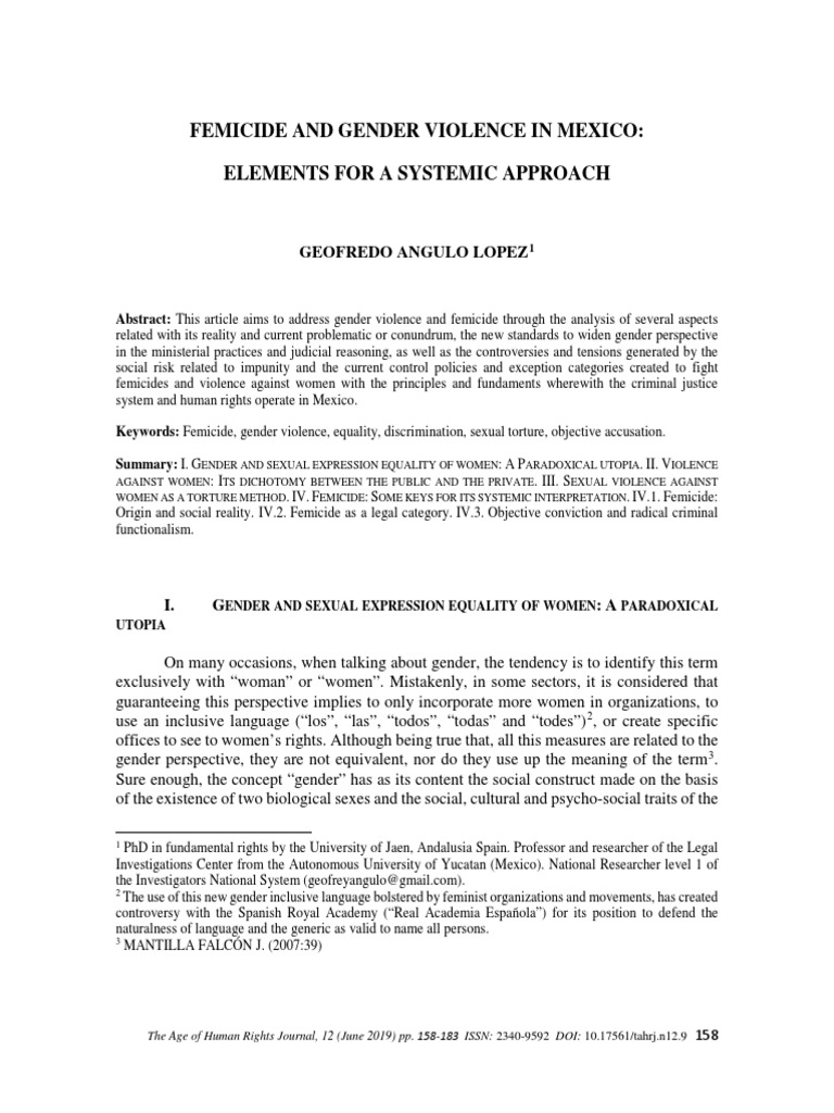 Femicide and Gender Violence in Mexico | PDF | Violence | Violence ...