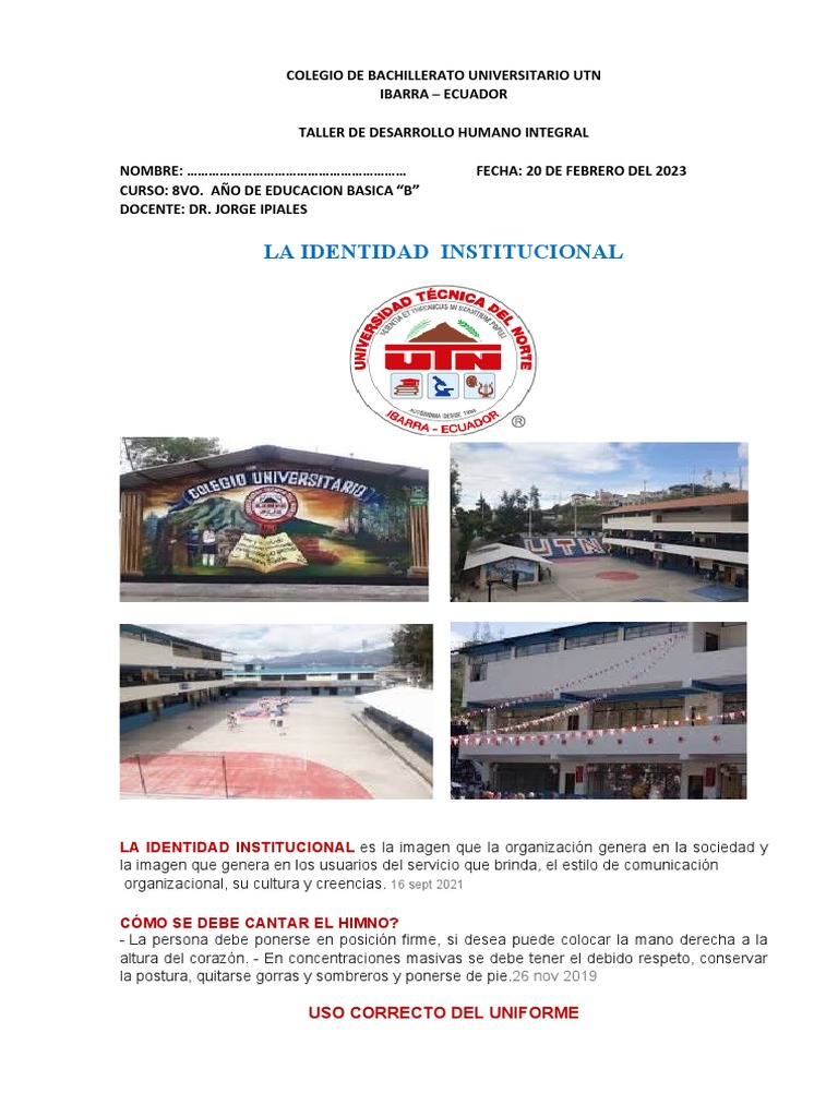 4.- IDENTIDAD INSTITUCIONAL | PDF | Enseñando