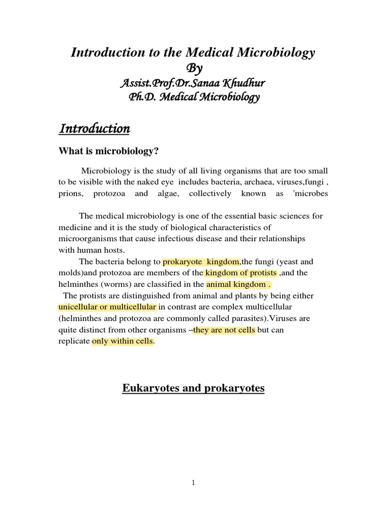 Introduction of Microbiology | PDF | Bacteria | Cell (Biology)