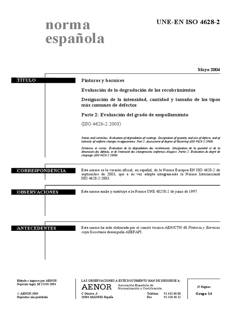 Une-En Iso 4628-2 2004 | PDF | Europa | Regulación