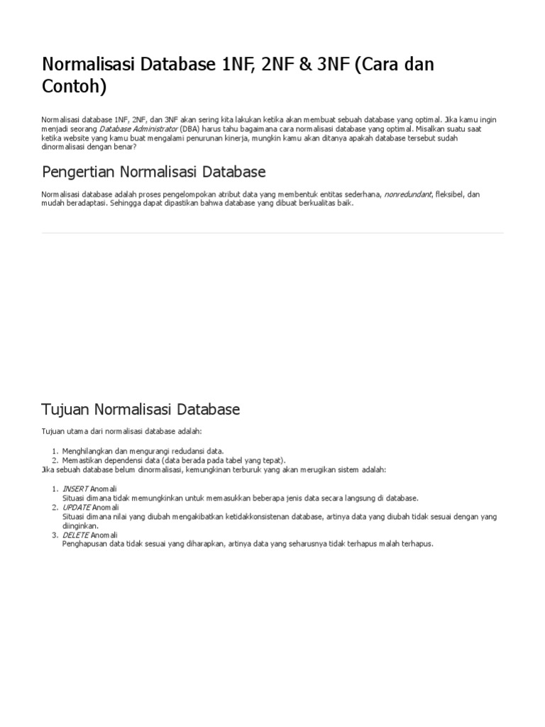 Normalisasi Database | PDF | Pengelolaan Keuangan & Uang | Komputer