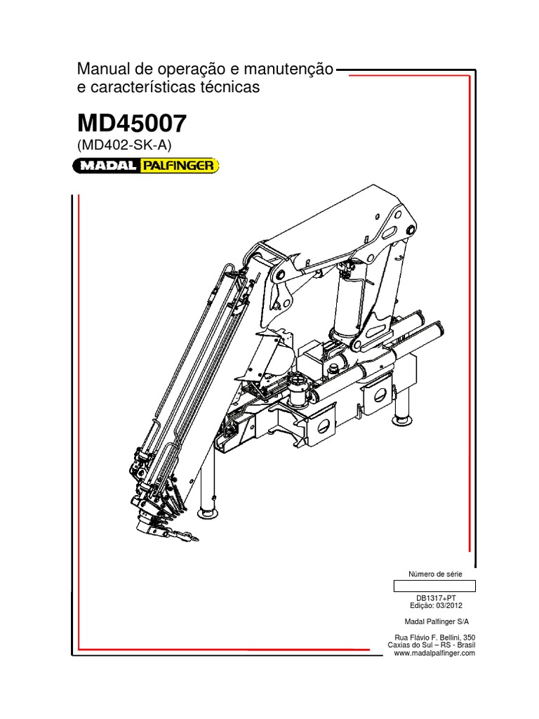 Manual de Operação e Manutenção - Palfinger MD 45007 PT | Download ...