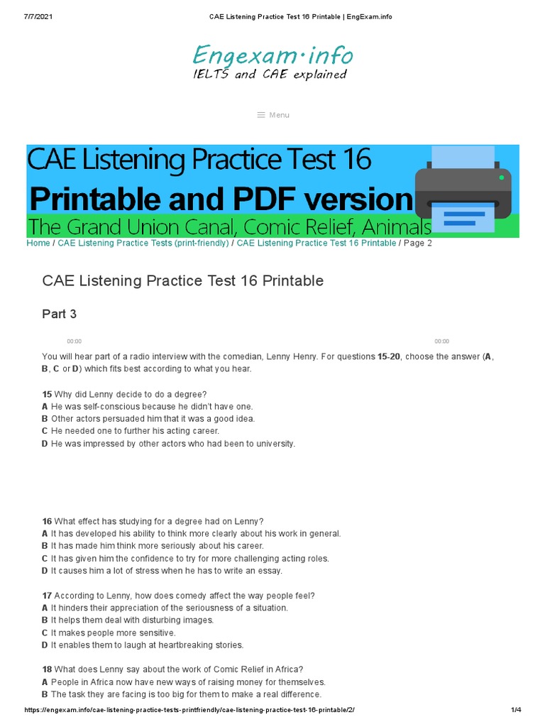 CAE Listening Practice Test 16 Printable - EngExam - Info.pdf-Part 2 | PDF