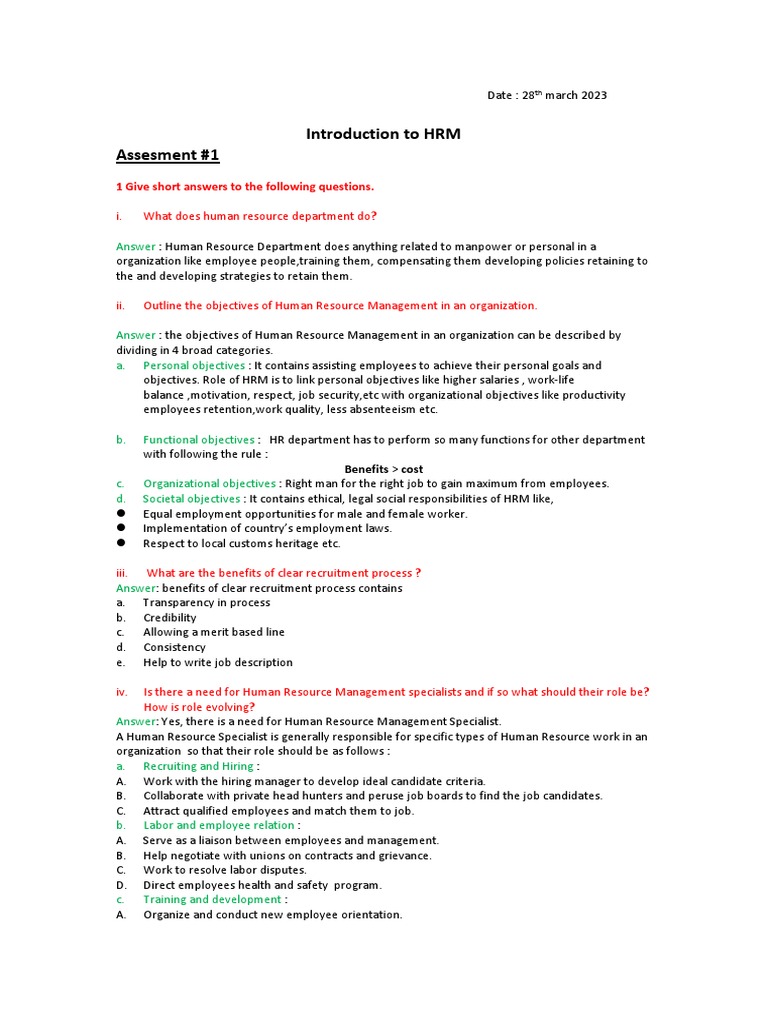 Assesment 1 | PDF | Human Resource Management | Human Resources