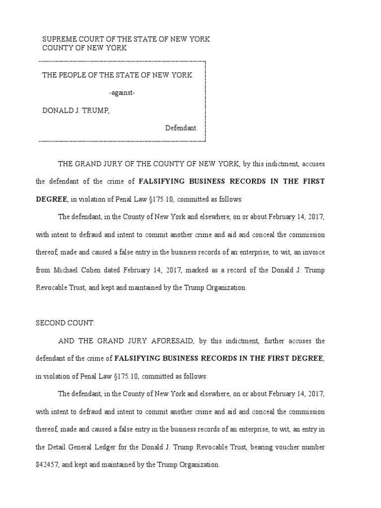 Trump Indicted for Falsifying Records | PDF | The Trump Organization ...