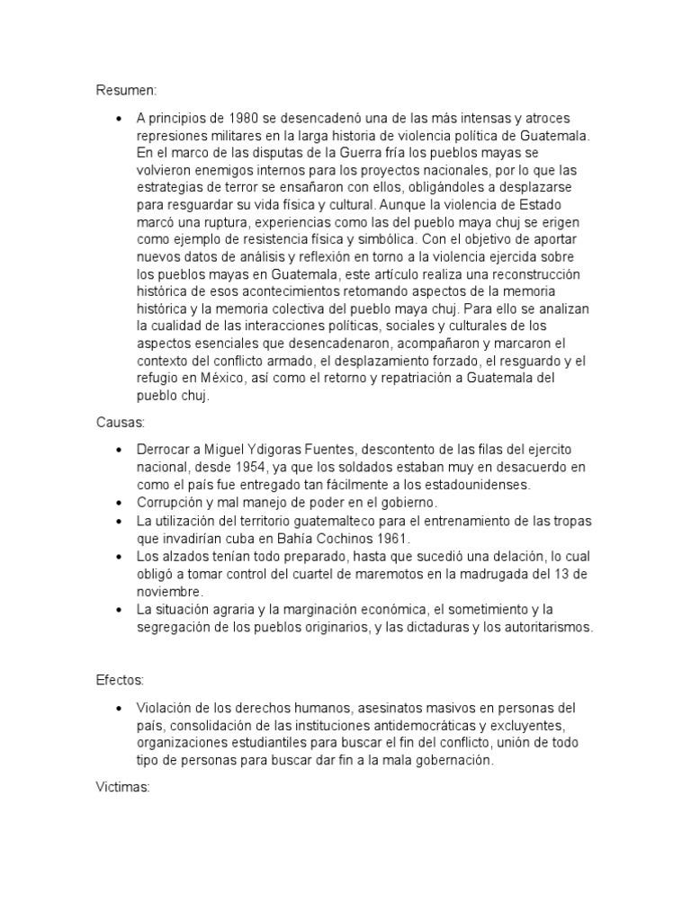 Conflicto Armado Interno en Guatemala | PDF | Relaciones ...