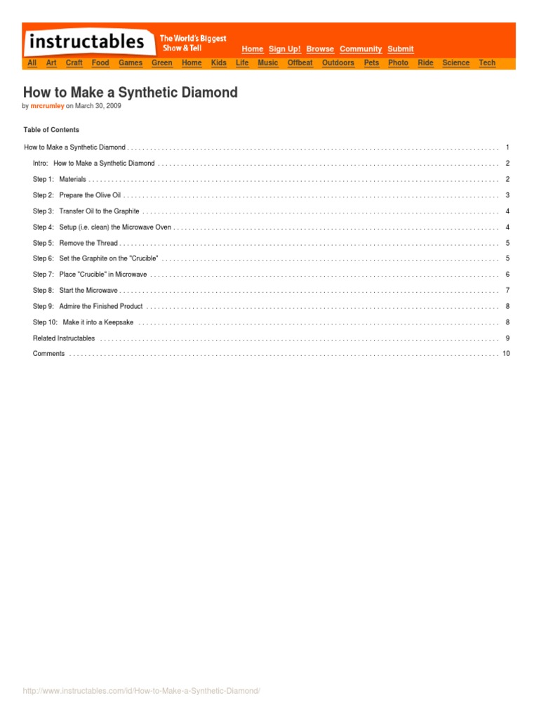 Make Synthetic Diamonds at Home | PDF | Diamond | Carbon