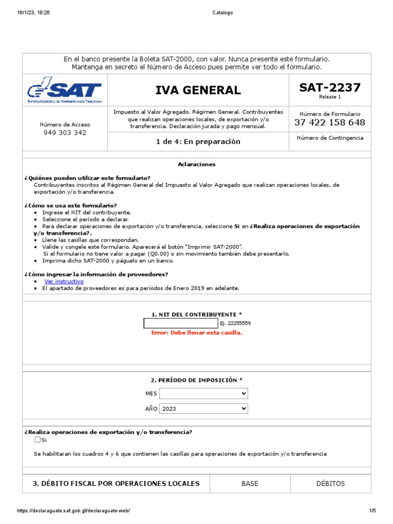 Instrucciones Formulario SAT-2237 IVA | PDF | Impuesto al valor ...