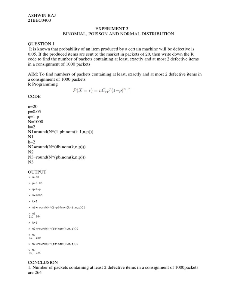 Experiment 3 | PDF | Statistics | Statistical Theory