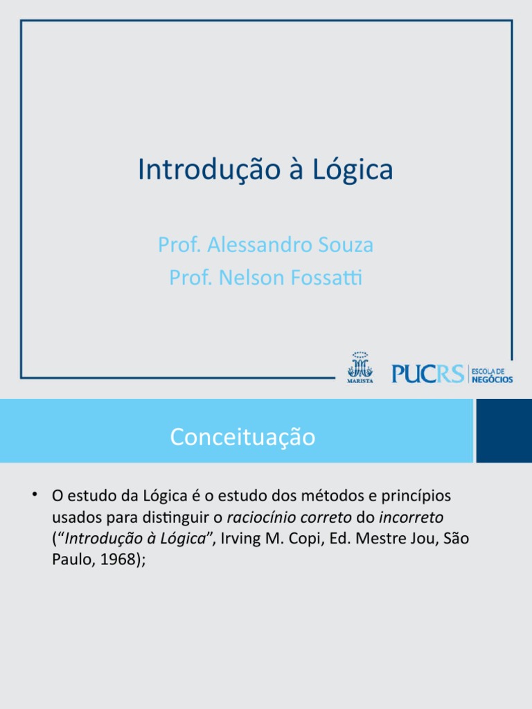 Aula 01 Introdução à Lógica Download Grátis Pdf Lógica