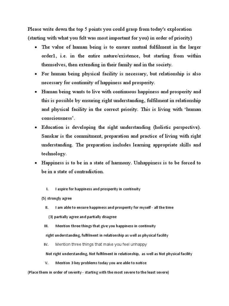 Assignment Day 1 UHV - V4 | PDF | Happiness | Cognition