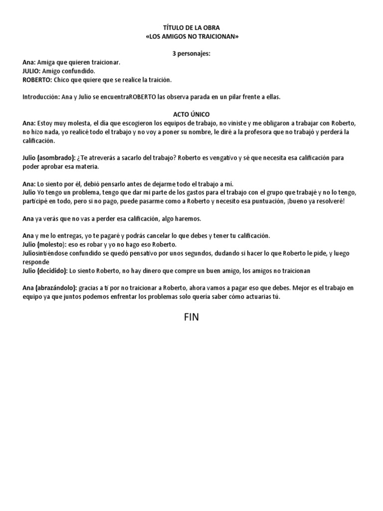 Obra Los Amigos No Traicionan Pdf