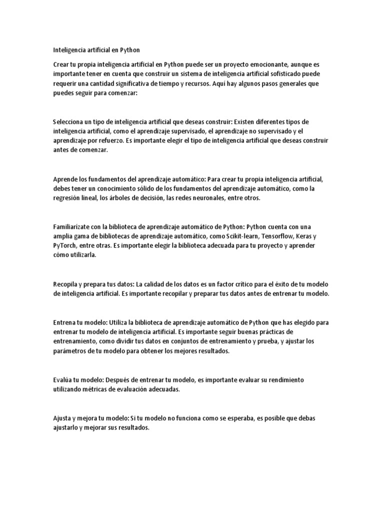 Inteligencia artificial en Python | PDF