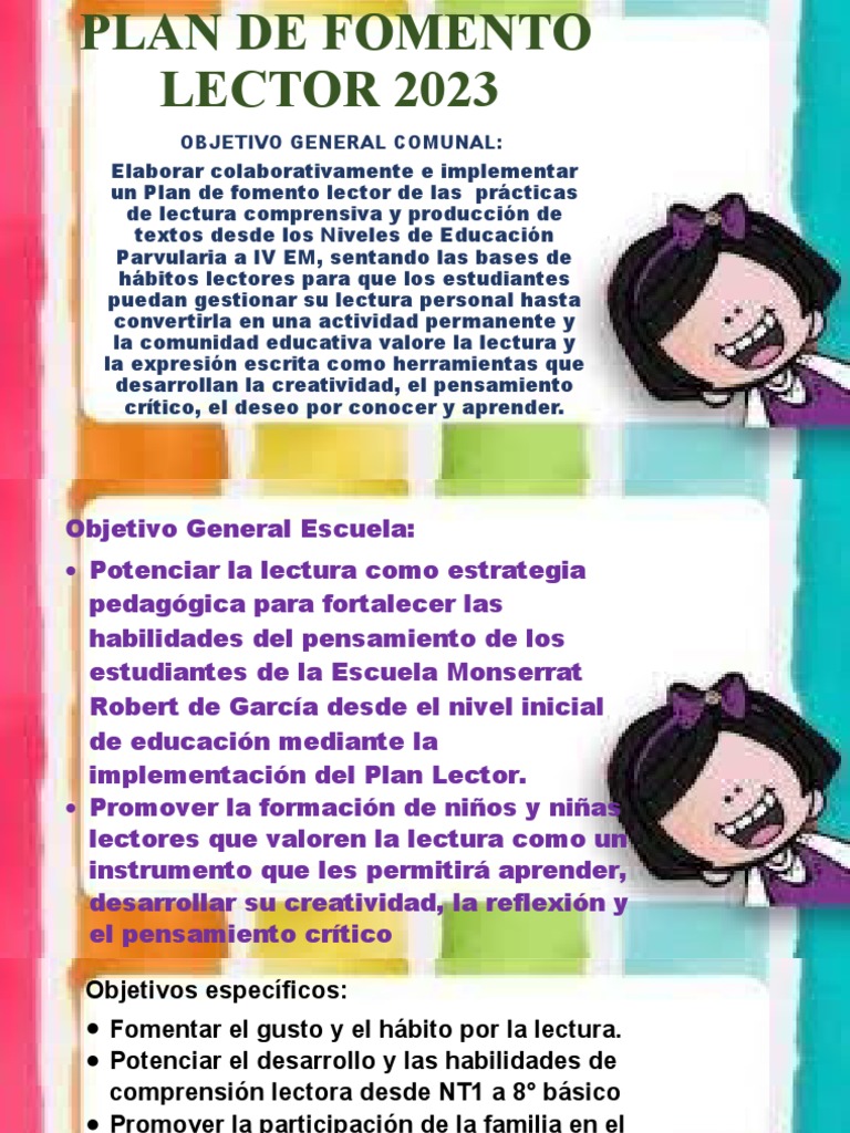 Plan de Fomento Lector 2023 | PDF | Comunicación escrita | Ciencia cognitiva