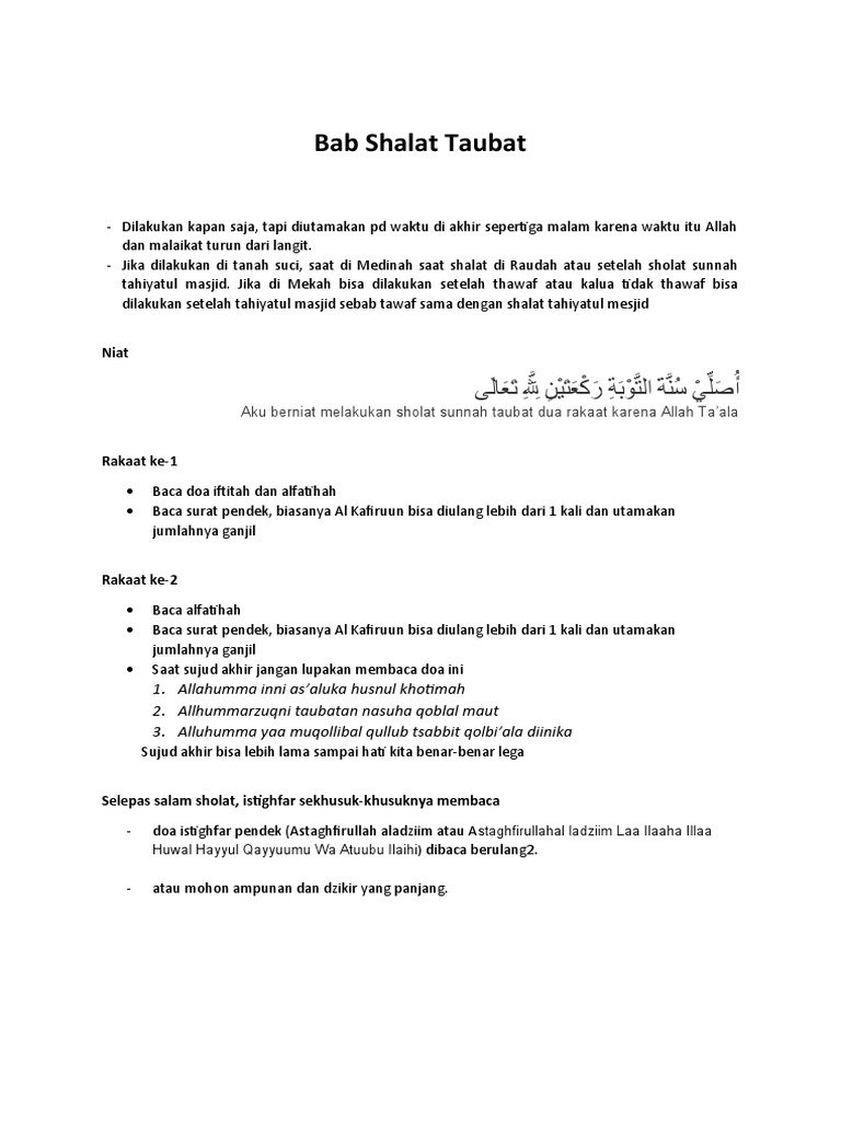 Bab Shalat Taubat | PDF