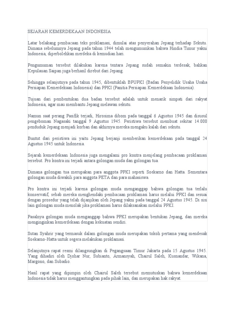 Ringkasan Sejarah Kemerdekaan Indonesia | PDF | Perjalanan | Sejarah