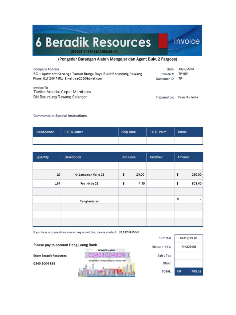 tadika anakku 23 invoice | PDF