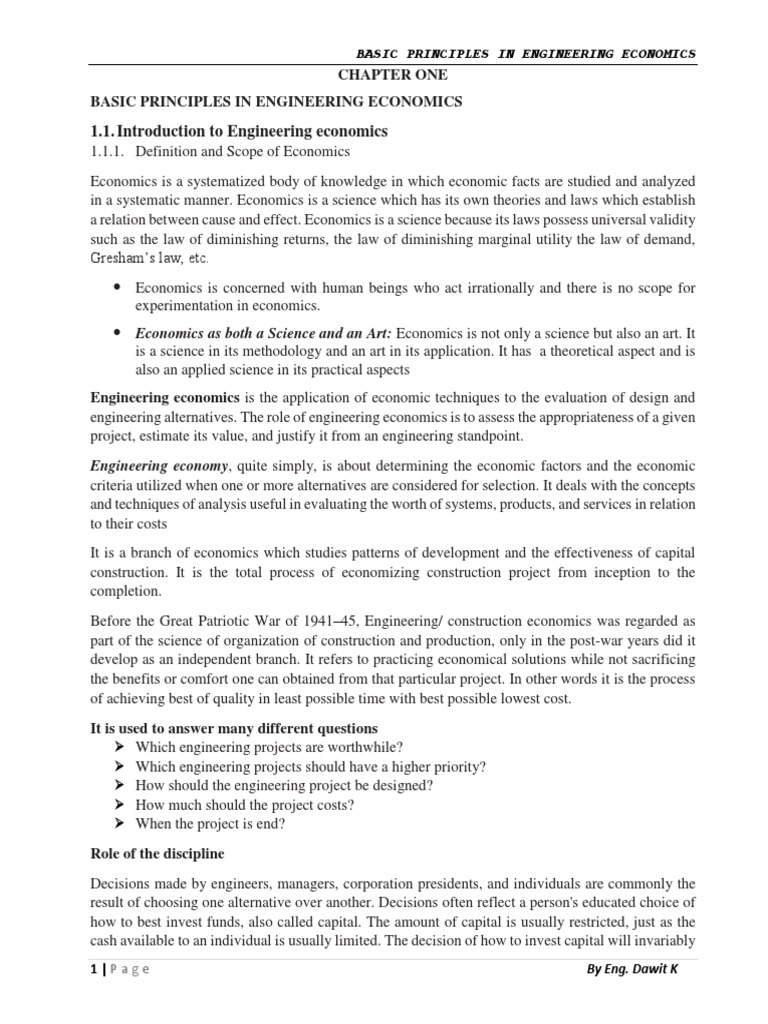 C 1 Basic Principles in Engineering Economics | PDF | Interest | Economics