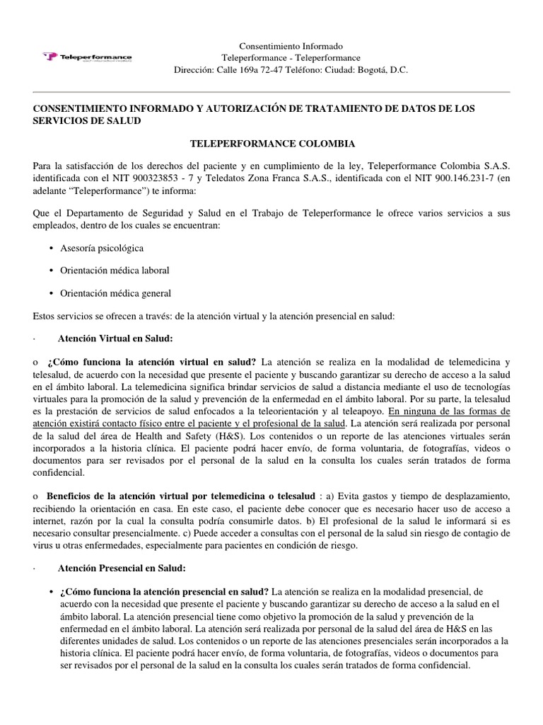 Consentimiento Informado-CONSENTIMIENTO INFORMADO DE SALUD TPCO-15122022 | PDF | Consentimiento ...