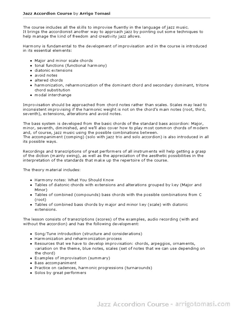 00 - Jazz Accordion Course | PDF | Chord (Music) | Harmony