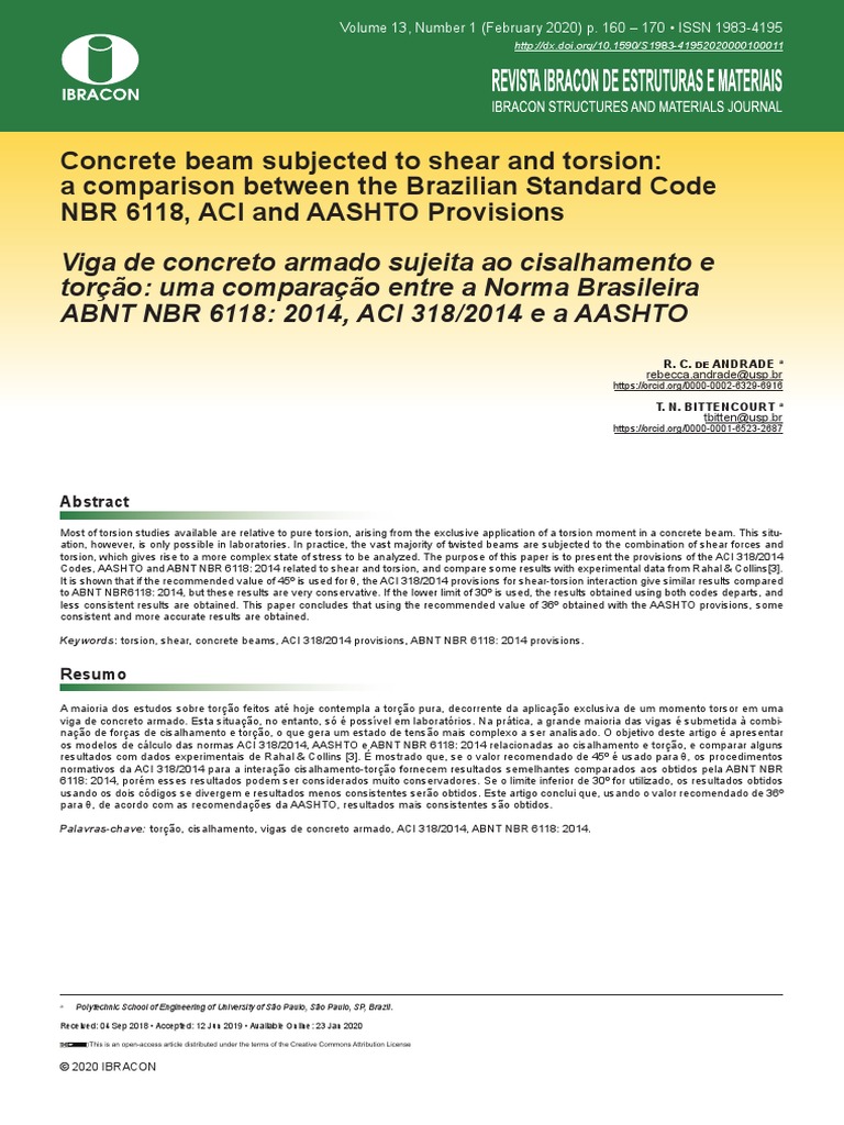 Concrete Beam Subjected To Shear And Torsion A Comparison Between The