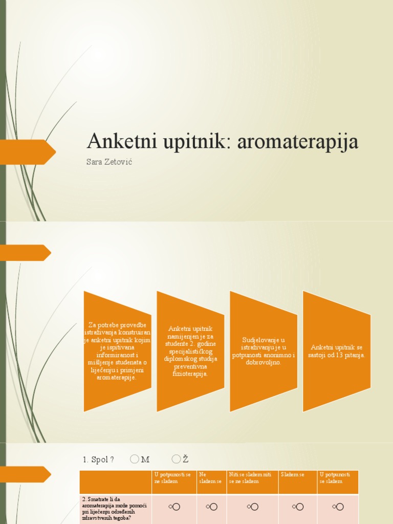 Anketni Upitnik: Aromaterapija: Sara Zetović | PDF