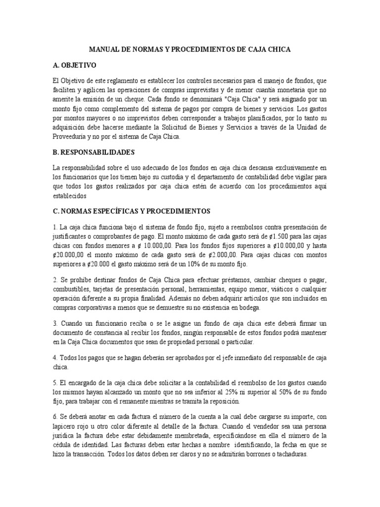 Manual de Procedimientos de Caja Chica | PDF | Contabilidad | Factura Manual de Procedimientos de Caja Chica | PDF | Contabilidad | Factura