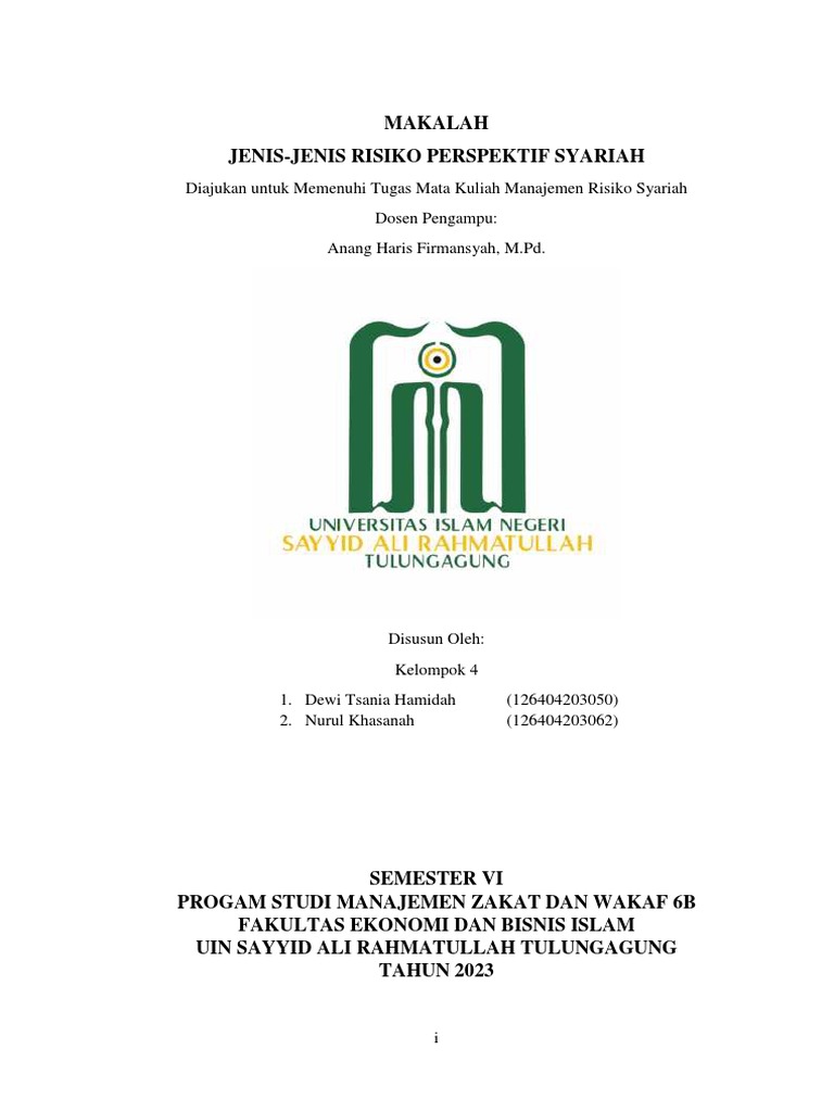 Kelompok 4 - Jenis-Jenis Risiko Perspektif Syariah | PDF Kelompok 4 - Jenis-Jenis Risiko Perspektif Syariah | PDF
