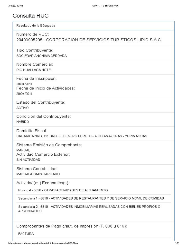 02 SUNAT - Consulta RUC | PDF