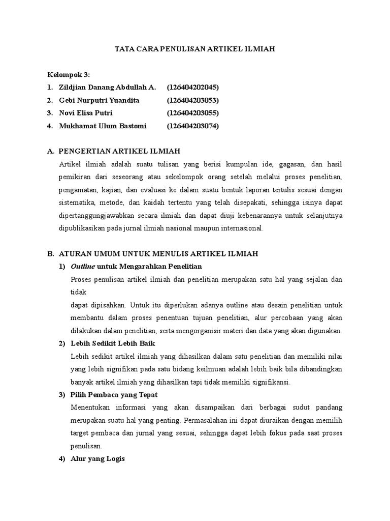Tata Cara Penulisan Artikel Ilmiah | PDF
