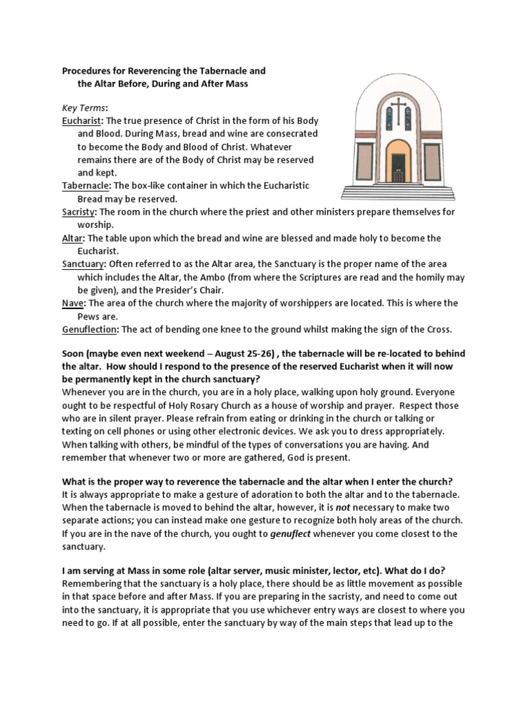 Procedures For Reverencing The Tabernacle and The Altar Before, During ...