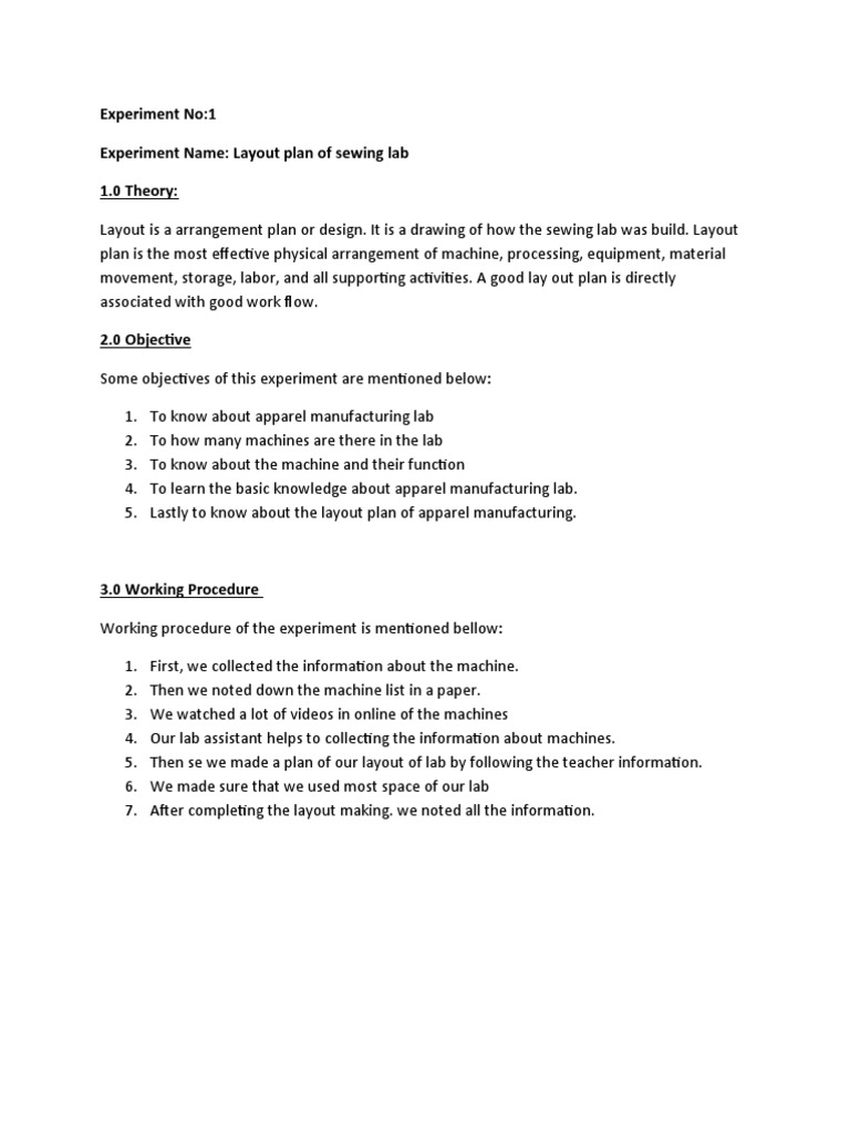 Lay Out Plan of Sweing Machine | PDF