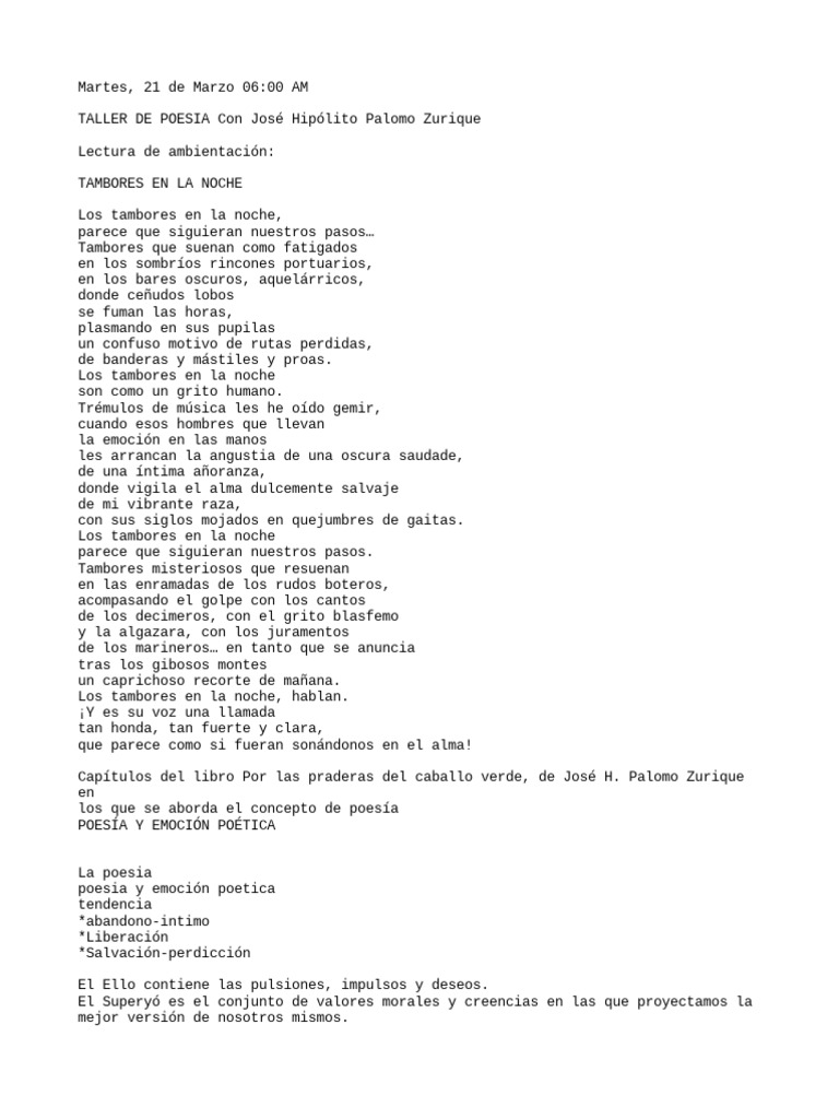 Primera Clase de Taller de Poesia | PDF