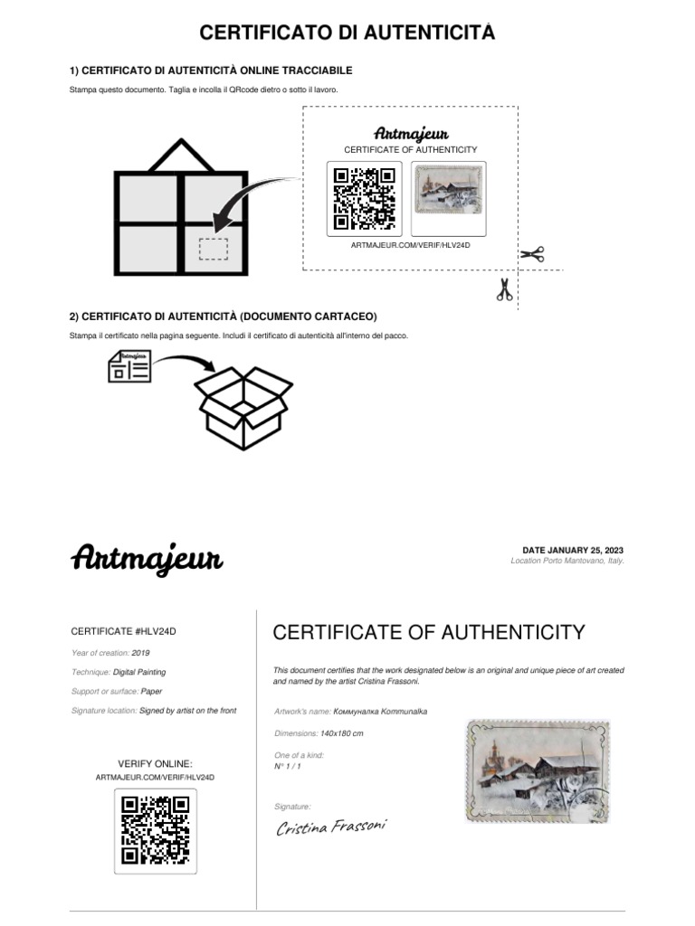 Certificato Di Autenticità: Artmajeur | PDF