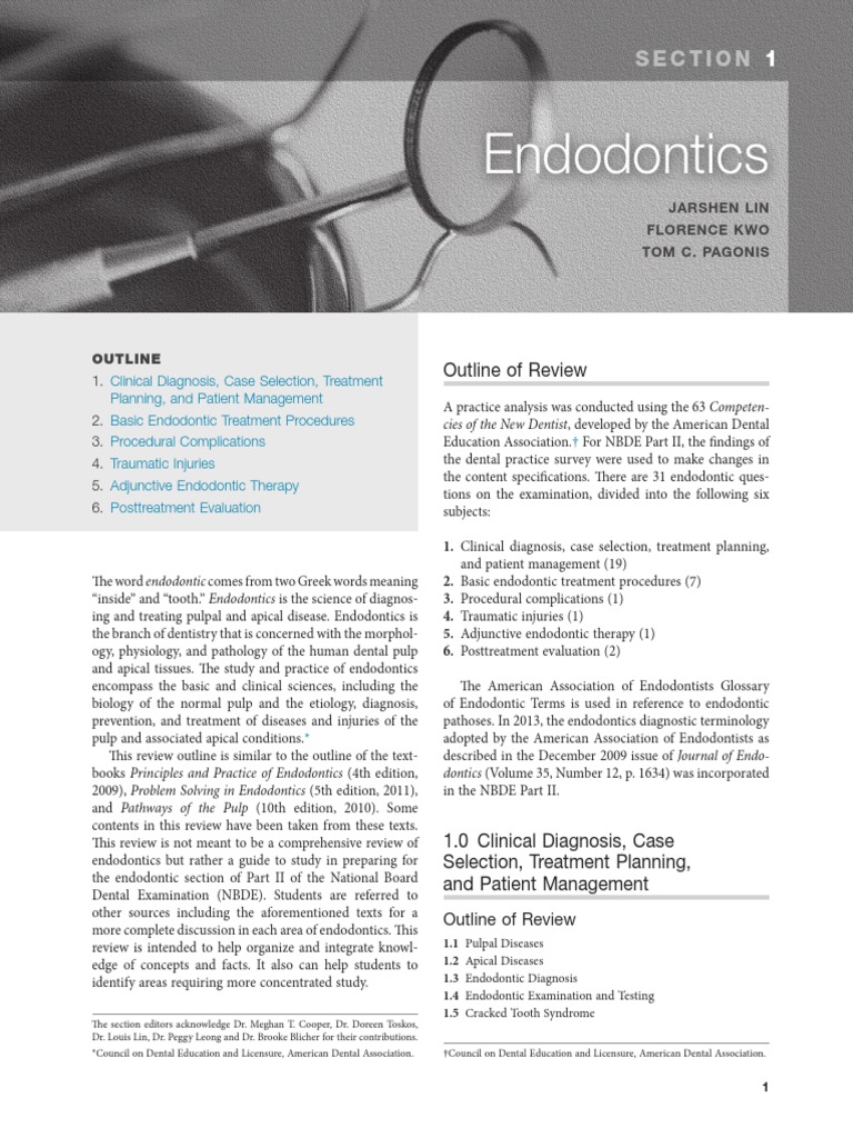 Endodontics Study Guide for NBDE | PDF | Dentistry | Medicine