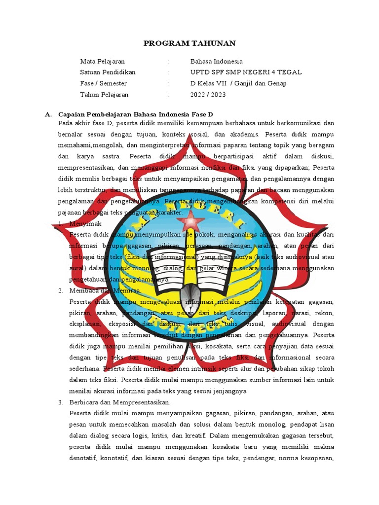 Prota & Promes Kurikulum Merdeka Kelas 7 (SMT 2) | PDF