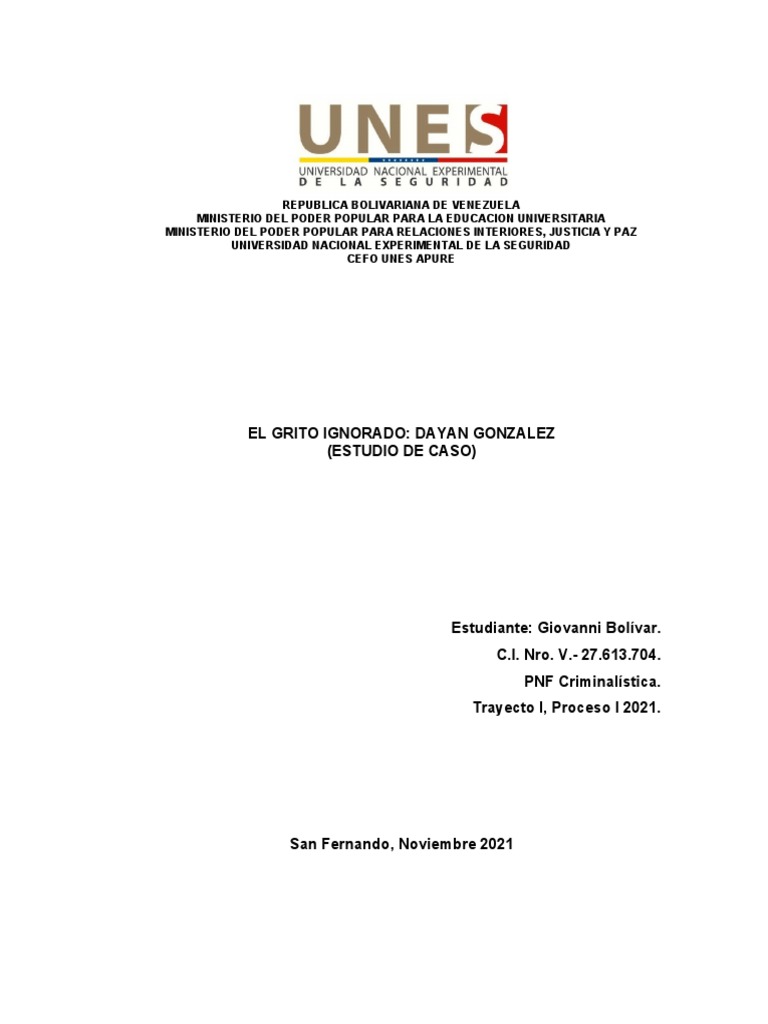 El Grito Ignorado: Dayan Gonzalez (Estudio de Caso) | PDF | Vejez ...