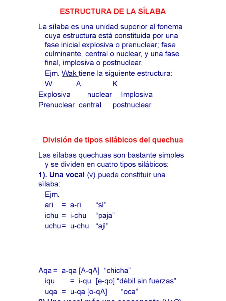 3.2. Estructura de La Sílaba | PDF | Sílaba | Cognición