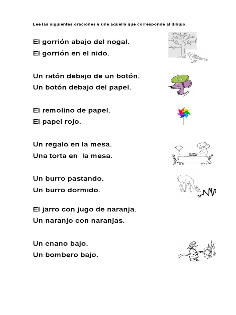 Oraciones para Leer. | PDF