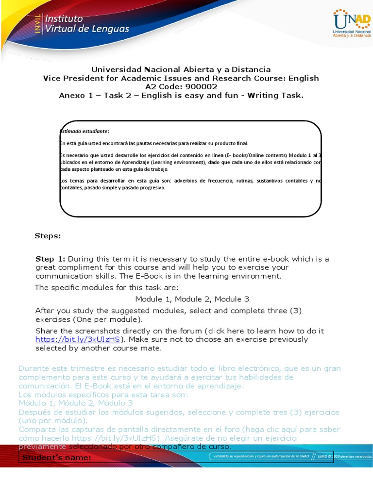 Anexo 1 - Task 2 - English Is Easy and Fun Writing Task Yuli | PDF | Lingüística | Tipología ...
