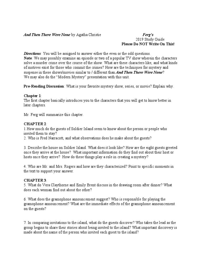 Please Do NOT Write On This!: and Then There Were None by Agatha ...