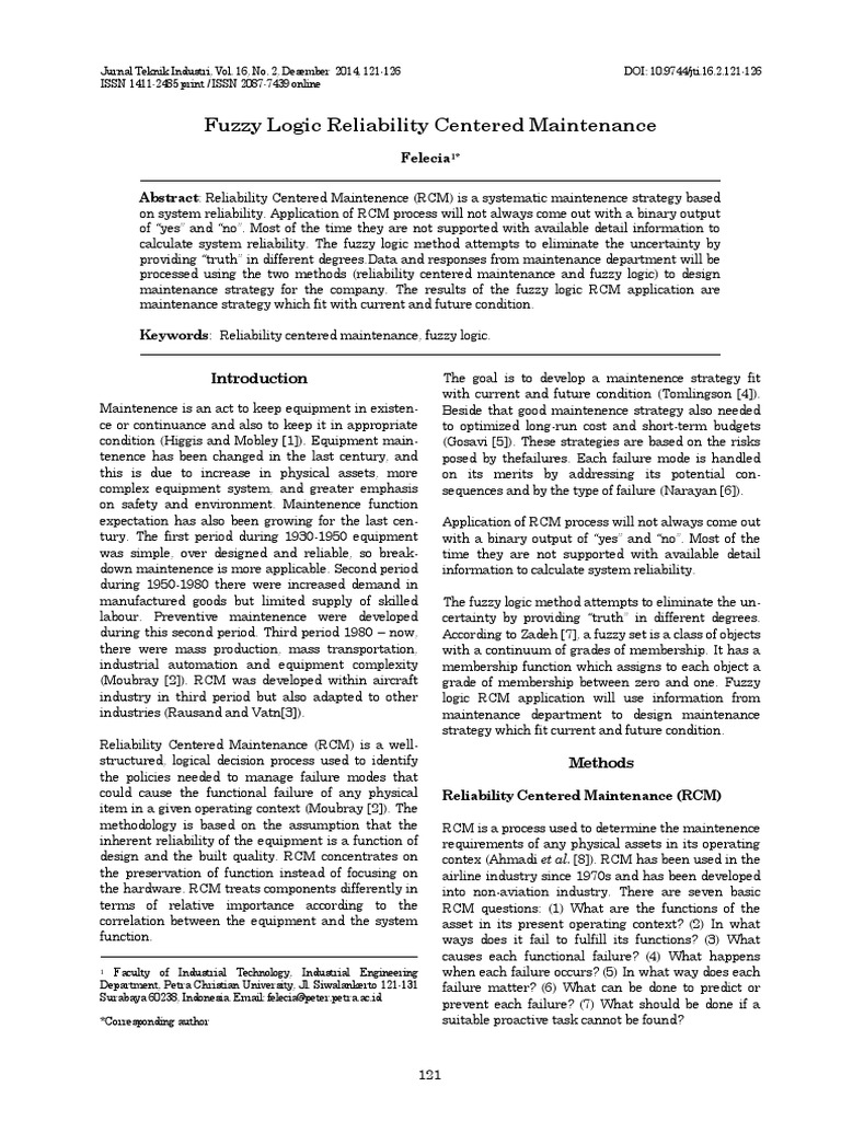 FELECIA - Fuzzy Logic Reliability Centered Maintenance | PDF | Fuzzy ... FELECIA - Fuzzy Logic Reliability Centered Maintenance | PDF | Fuzzy ...