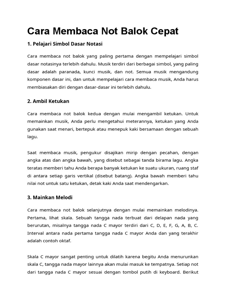 Cara Membaca Not Balok Cepat 1 Pdf