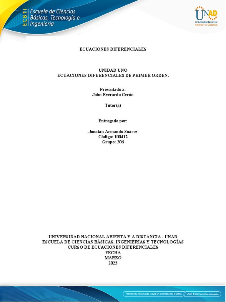Presentación Tarea 1 Ecuaciones Diferenciales (1) Mary | PDF | Ecuaciones | Ecuaciones diferenciales