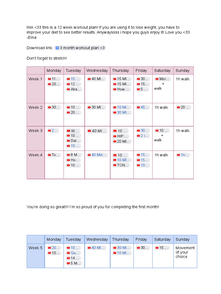 A 12-Week Workout and Diet Plan with Encouragement and Flexibility for ...