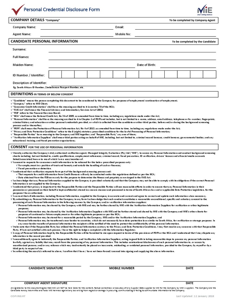 Authorization for Background Screening and Disclosure of Personal ...