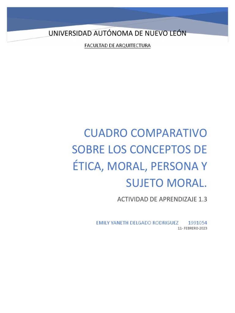 Cuadro Comparativo Sobre Los Conceptos de Ética, Moral, Persona Y Sujeto Moral | PDF | Moralidad ...