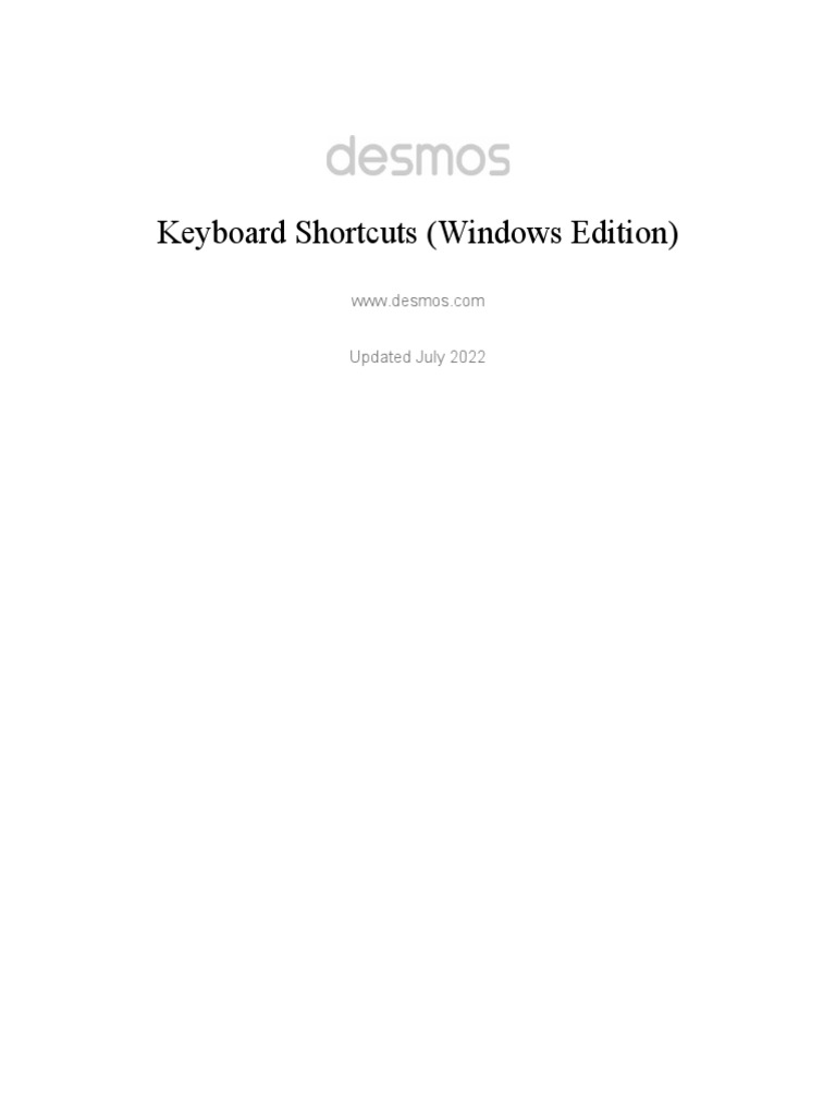 Desmos Keyboard Shortcuts Windows | PDF | Keyboard Shortcut | Human ...